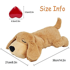 vocheer Puppy Heartbeat Toy, Dog Anxiety Relief Calming Aid Puppy Heartbeat Stuffed Animal Behavioral Training Sleep Aid Comfort Soother Plush Toy for Puppies Dogs Cats,Light Brown