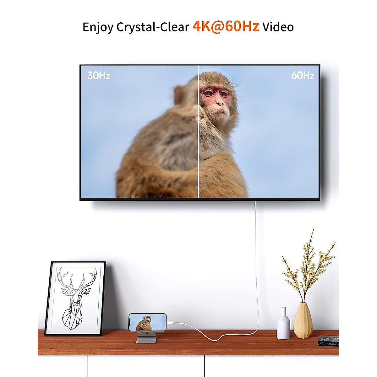 CableCreation USB C to HDMI Cable for Home Office 4K@60Hz 3FT, Type C to HDMI Thunderbolt 3 Compatible with iPhone 16 15 Pro Max Plus, MacBook Pro Air iPad Pro, XPS, Galaxy S24 Steam Deck