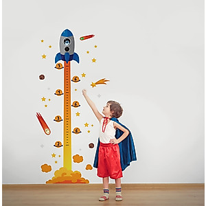 Growth Chart Wall Decals Space Rocket - Rooms and Stickers