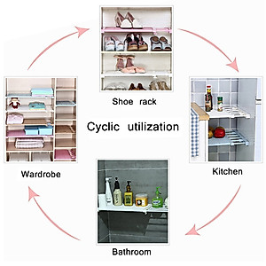 Scalable Layered Separator Adjustable Storage Rack Shelf for Wardrobe Refrigerator Cupboard Kitchen Bathroom Random Colour