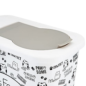 Pounce + Fetch 3 Gallon Pet Dry Food Container with Scooper | Cat Food Organizer | Helps Organize Pantry and Cabinets | Cats & Kitty Print Design | Carrying Handle | Flip Top Lid