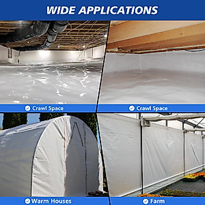 Crawl Space Vapor Barrier - 14 mil 10' x 50', Vapor Barrier for Crawlspace Encapsulation kit, Vapor Barrier Plastic Material, Crawlspace Liner, Heavy Duty Plastic sheeting, Black and White Panda Film