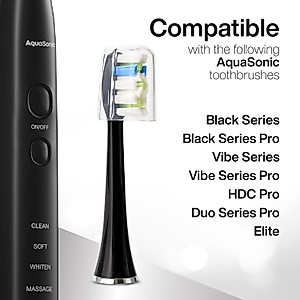 AquaSonic Proflex Replacement Brush Heads | for Whiter Teeth & Gum Care | Compatible with Many AquaSonic Toothbrush Handles (3 Pack Black)