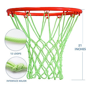 Mr Warm Outdoor Basketball Net - 2024 Upgrade, All Weather Anti Whip Replacement - 12 Loops