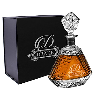 Personalized Scotch Whiskey Bourbon Glass 23 oz Decanter - Custom Engraved - Triangle Shape (Decanter Only)