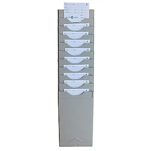 Pyramid Technologies Time Card Rack, 10 Pockets, Plastic, Light Gray