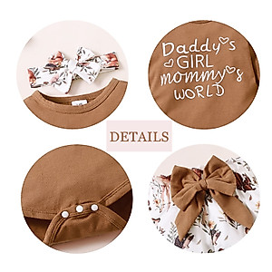 Kislio Baby Girl Clothes Daddys Girl Mommys World Outfit Ruffle Romper Pants Set Newborn Girl Clothes Set