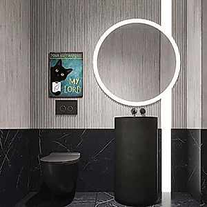 Floral Art Abstract Motivational Bathroom Wall Art - Modern Black Cat Animal Canvas Print Home Decor (8x12inch, Black-Cat)