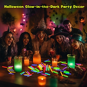 POPGIFTU 120 Mini Glow Sticks(1.96"), Glow-in-the-dark Easter Halloween Party Favors, Tiny Glow Sticks for Halloween Easter Eggs Decorations