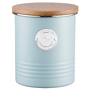 Typhoon Living Airtight Tea Storage Canister with Bamboo Lid, 1 Litre, Blue