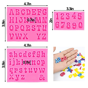 Palksky 3 Pieces Letter Molds for Chocolate Covered Strawberries, Silicone Fondant Molds for Breakable Hearts and Cake Decorating, Lowercase Uppercase Number Molds for Candy Gummy Ice Cube Tray Resin