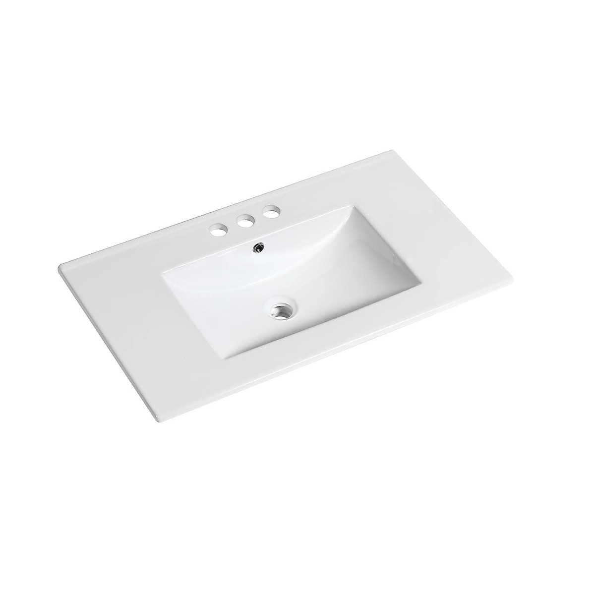 Saint Birch 24" Modern White Ceramic Bathroom Vanity Top Sink, with Three Faucet Holes