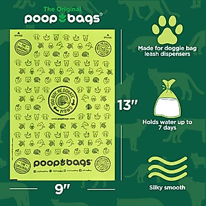 The Original Poop Bags® OK Compost Certified Compostable Dog Waste Bags - Supports Jane Goodall Institute - You Buy, We Donate - Dog Bags For Poop, Doggy Poop Bags Refills, Unscented
