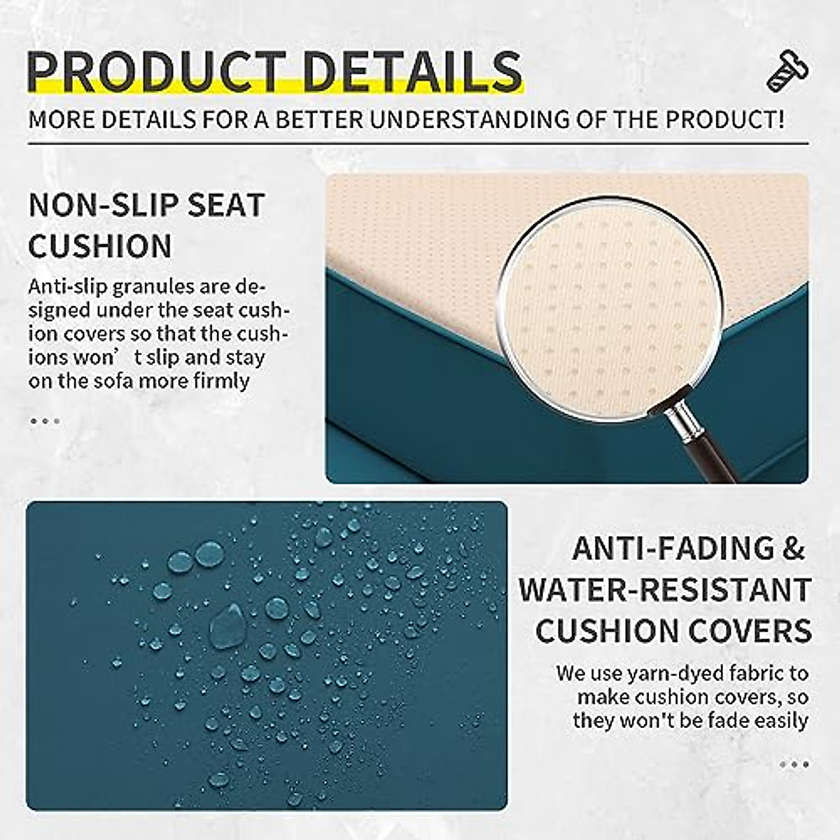 Lviden 6 Pieces Wicker Patio Furniture Sets Outdoor Conversation Set PE Rattan Sectional Sofa Couch with 45" Fire Pit Table and Peacock Blue Cushions