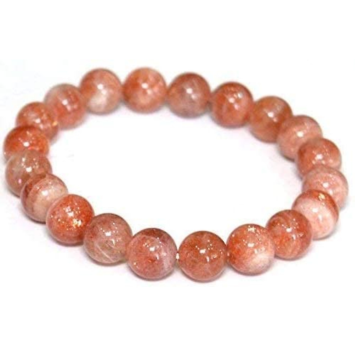 TAURISH Sunstone Semi Precious Gemstone 8 mm Round Beads Stretch Bracelet 7.5" Unisex