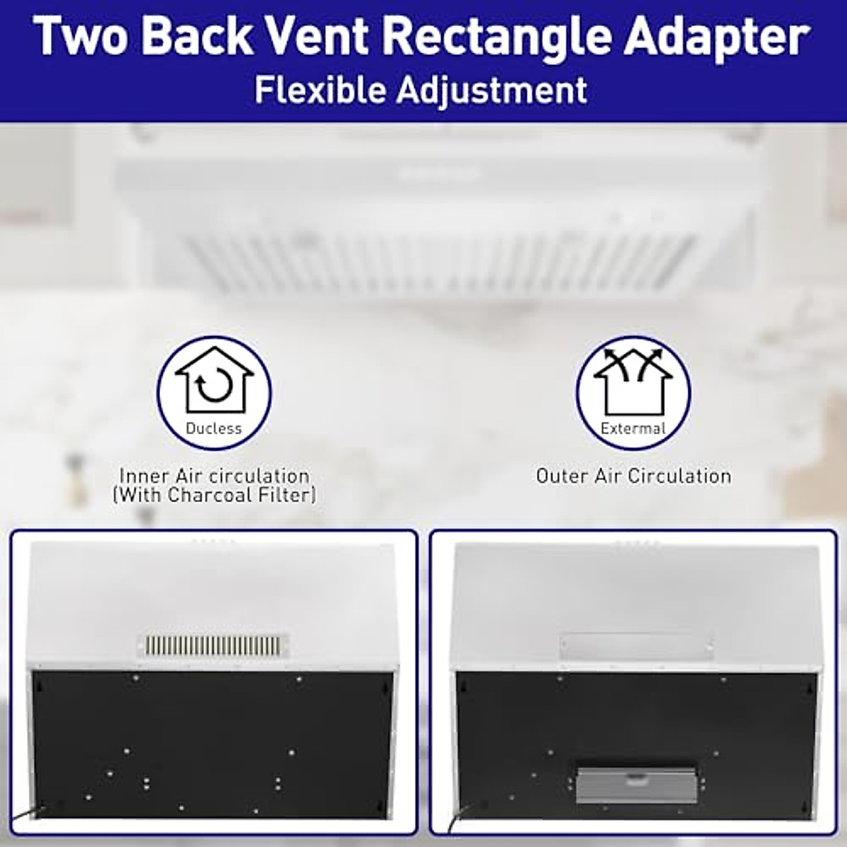 Vesta Charlotte 500cfm Under Cabinet Range Hood With 3 Levels Of Speed, Mechanical Buttons Control, Dishwasher Friendly Baffle Filters, Flexible Vent Connectors, Long LED Stripe