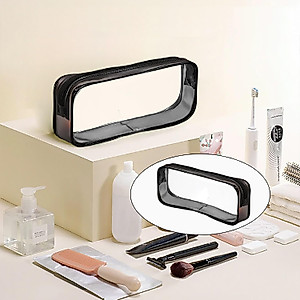 MYSXN PVC Zipper Pencil Case,Pen Bag for Teen Girls School Supplies,Classroom,Office Supplies,Home,Make up Cosmetic Bag,Travel Luggage (Black)