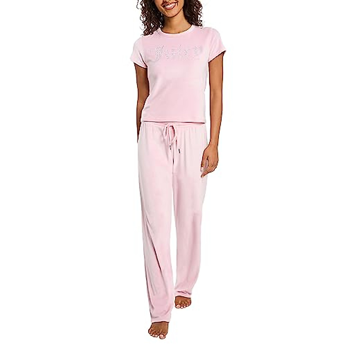 Juicy Couture Two Piece Velvet Fleece Lounge Sleep Set (as1, alpha, l, regular, regular, Pink)