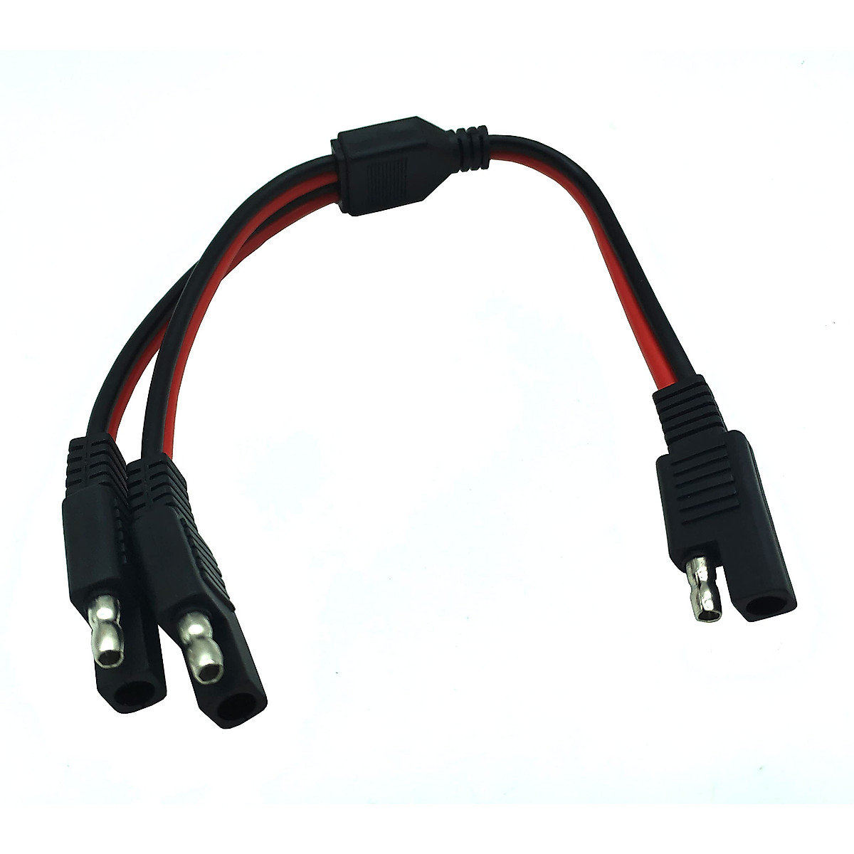 Halokny SAE Splitter Cable, 14AWG SAE 1 to 2 DC Power Automotive Y Splitter Extension Cable for Automobile and Solar Panel (1Ft/30cm)