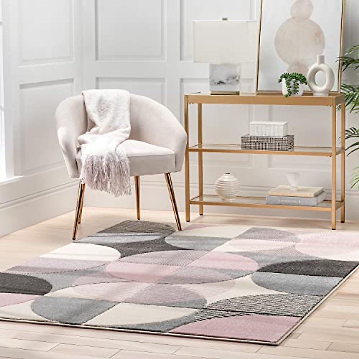 Well Woven Astrid Landon 5'3" x 7'3" Light Pink Geometric Modern Area Rug