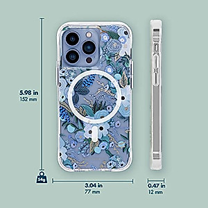 Rifle Paper Co. iPhone 13 Pro Case - 10ft Drop Protection - Compatible with MagSafe & Wireless Charging - Floral 6.1" Case for iPhone 13 Pro, Anti Scratch Shock Absorbing Materials - Garden Party Blue