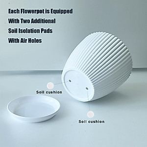 RooTrimmer Plant Planters with Drainage Holes and Trays Pack of 6 Plant Pots 7.5/6.5/5.5/4.9/4.2/3.5 Inches Flowers Pots, White