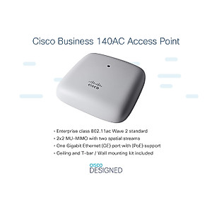 Cisco Business 140AC Wi-Fi Access Point, 802.11ac, 2x2, 1 GbE Port, Ceiling Mount,3 Pack Bundle,Limited Lifetime Protection (3-CBW140AC-B)