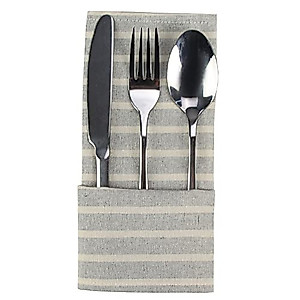 INFEI Broad Striped Cotton Blended Dinner Cloth Napkins - Set of 12 (40 x 30 cm) - for Events & Home Use (Grey)