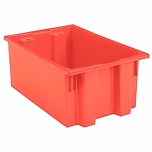 Akro-Mils 35190 Nest and Stack Plastic Storage Container and Distribution Tote, (19-1/2-Inch L x 15-1/2-Inch W x 10-Inch H), Red, (6-Pack)