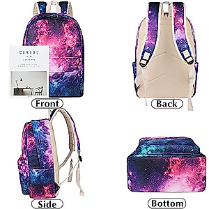 Airyard Book Bag for Girls, School Backpack with Lunch Box, Galaxy Backpack for Teen Girls Women Laptop Bookbags Set (Galaxy Navy)