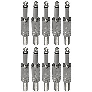 CESS 1/4 Inch TS Audio Phono Tone Male Plug Cable Connector - 1/4" 6.35mm TS Guitar Cable Plug (jcx) (10 Pack)