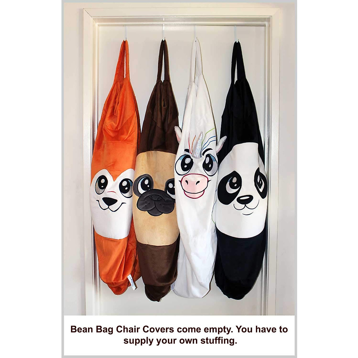 Roomganize Extra Large Animal Bean Bag Chair Cover and Soft Toy and Linen Storage Organizer for Room Decor (Fox)