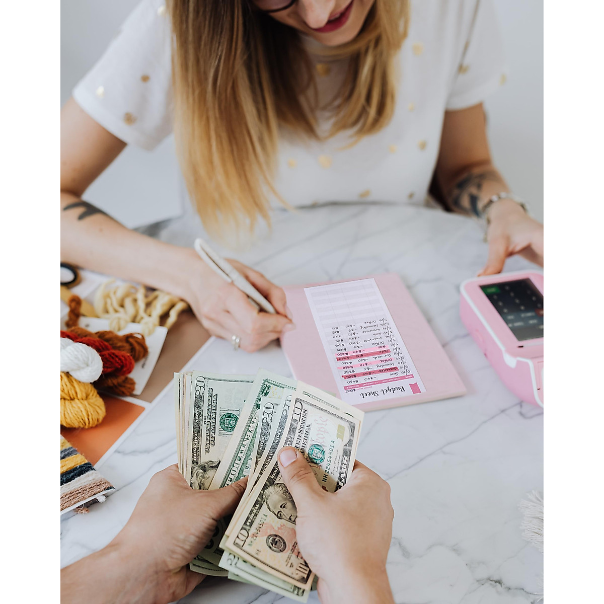 Set of 60 Spending Tracker A6 Budget Sheets I Money Tracker for Budget Planner Binder - Use with Budget Tracker, Budget Folder, Budget Envelopes - Size 3.2 x 6.6 Inches - A6 Budget Binder Inserts