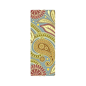 DOUBAO Folding Yoga Mats Printed Mandala 1mm Suede Rubber Blankets Multiple Uses (Color : E, Size : 183 * 68cm)