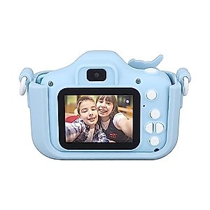 Kids Video Camera, Funny Kids Video Camera Toy Camera Auto Rechargeable 2.0 Inch IPS Screen for Boys Girls (Blue)