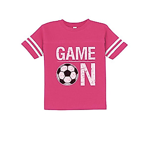 Game On Soccer Shirts for Boys Girls Gifts for Players Kids Jersey T-Shirt 5/6 Wow Pink