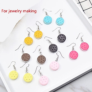 Ximkee Assorted 30Pcs Cute Slime Charms Beads Cookies Donut Macaron Dessert Resin Charms Slices Flatback Buttons for Jewelry Making Handicraft Accessories Scrapbooking Phone Case Decor (binggan)