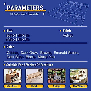 ROFIELTY Bench Cushion 45 inches. Non-Slip Tufted Cushion for Indoor/Outdoor use, Comfortable Window Cushion, Soft Piano Bench Cushion.Multi-Scene use of Cushions. (45x18x3, Matte Pink)…