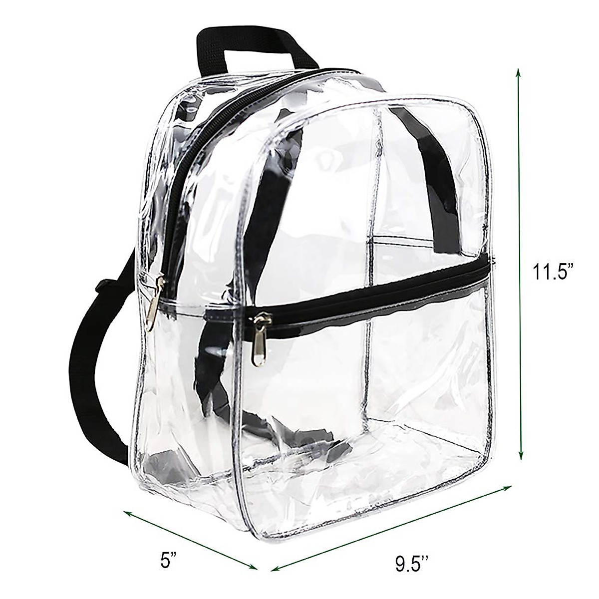 Stadium Approved Clear Mini Backpack, Heavy Duty Cold-Resistant Transparent PVC Backpack with Work, Security Travel & Stadium(Black)