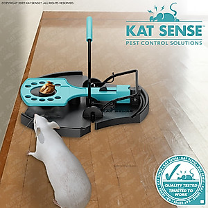 Kat Sense Large Rat Traps That Work, Instant Humane Kill Snap Trap for House, New Wide Strike Bar Captures 3x More Rodents Chipmunks Mice & Squirrels, Set of 4 Indoor Outdoor Mouse Traps Trampas Ratas
