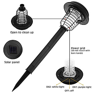 12 Pack Solar Bug Zapper LED Mosquito Killer Outdoor Waterproof Mosquito Zapper Fly Repellent 2 in 1 Mosquito and Insect Zapper Waterproof Solar Mosquito Killer Light for Indoor Outdoor Use