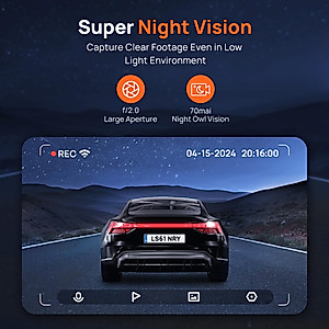 70mai Dash Cam M310, Dash Camera for Cars 1296P QHD, Smart Dash Cam Front Built in WiFi, 130° Wide-Angle FOV, WDR, Night Vision, iOS/Android Mobile App, Loop Recording, Parking Monitor, Time-Lapse