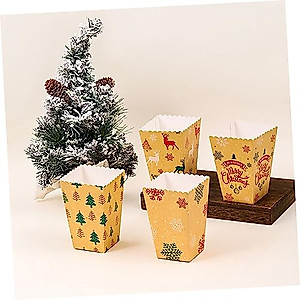 Food Containers 24pcs Popcorn Boxes fried chicken container food grade french fries packing box Popcorn Paper snack Disposable Christmas popcorn container Assorted French Fries
