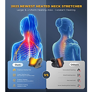 Deep Neck Pain Relief w/Conductive Magnetic Therapy Heated Neck Stretcher, Graphene-Tech Instant Heating Cervical Traction Device Pillow, Smart Control Neck Hump Corrector Relax Gifts For TMJ Migraine