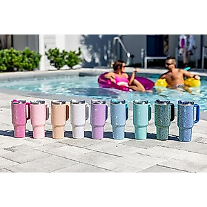 Sip+Sea Grenada 40oz Rhinestone-Encrusted Insulated Tumbler - Premium Bling Stainless Steel Water Bottle with Handle, Double Wall Vacuum Technology, Includes Leakproof Lid and Straw