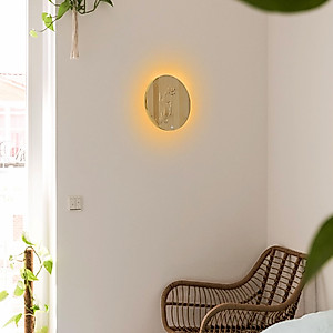 SKIVTGLAMP Hand Made Nature Wood Wall Sconce Rechargeable Battery Operated LED PIP Motion IR Sensor Wall Lamp, No Drilling Cordless Farmhouse Wood Embossed for Rustic Backlight Leaning Customizable