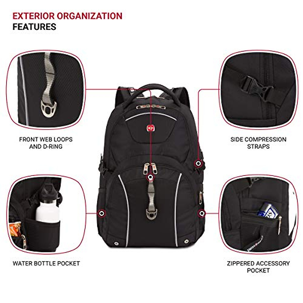 SwissGear 3258 Laptop Backpack, Black, 18.5-Inch