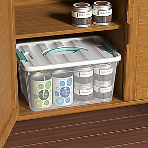 Nicesh 14 L Clear Plastic Storage Bins with Lid, Set of 4 Clear Latch Box with Top Handle