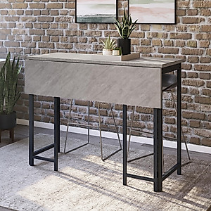 Sauder North Avenue Table with Drop Leaf, Faux Concrete Finish