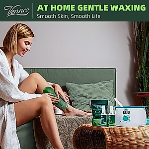 VENNCO Premium Digital Waxing Kit - Wax Melt Warmer Kit For Sensitive Skin Coarse Hair Removal - 14oz Hard Wax Beads & Silicone Liner -For Body Face Leg Bikini Brazilian -Home Waxing Kit For Women Men